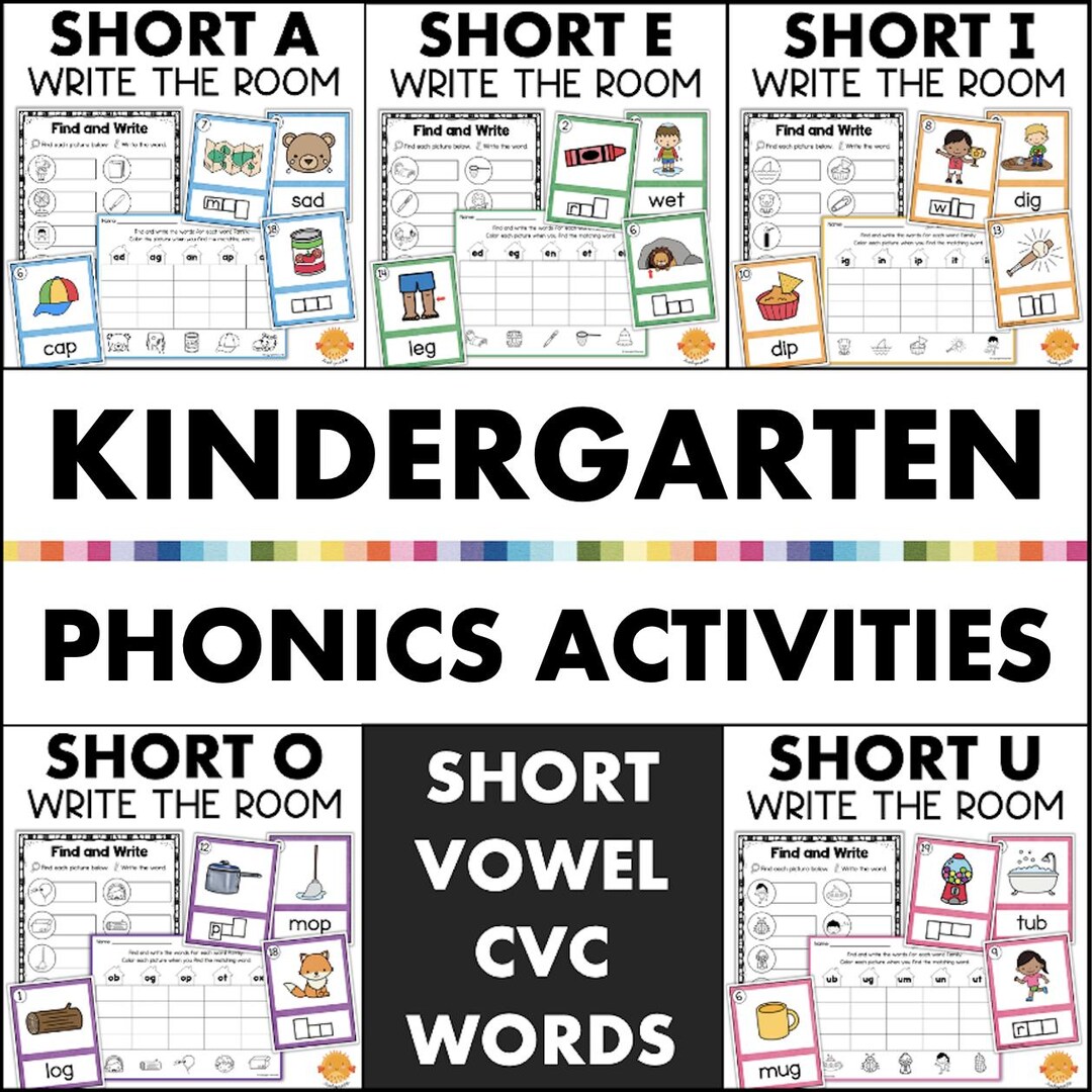 Kindergarten Phonics Worksheets CVC Word Families Printable Learn to ...