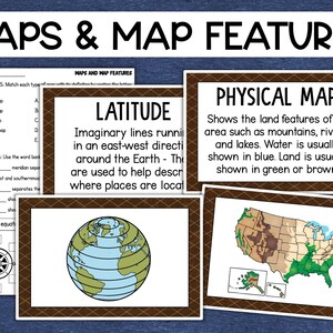 MAPS Map Skills Posters & Worksheet Social Studies Classroom - Etsy