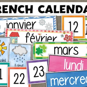 FRENCH Calendar Kit Months Days Seasons Weather Date Cards Set - Etsy