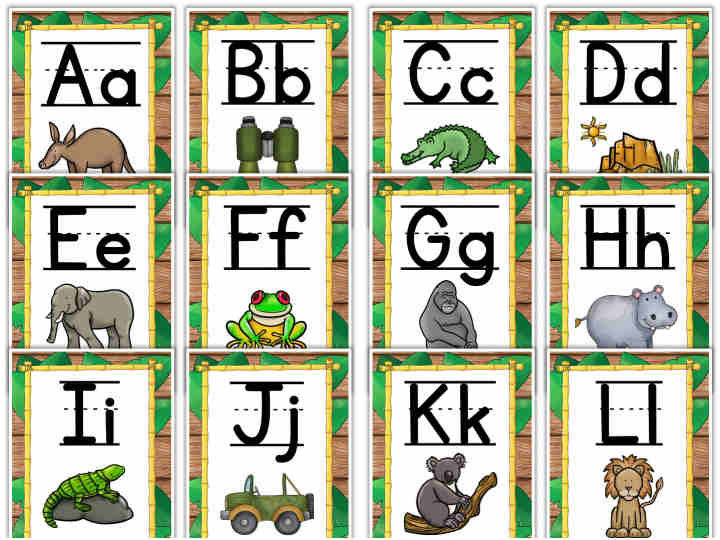 Printable Jungle Safari Theme ABC Alphabet Posters (Instant Download ...