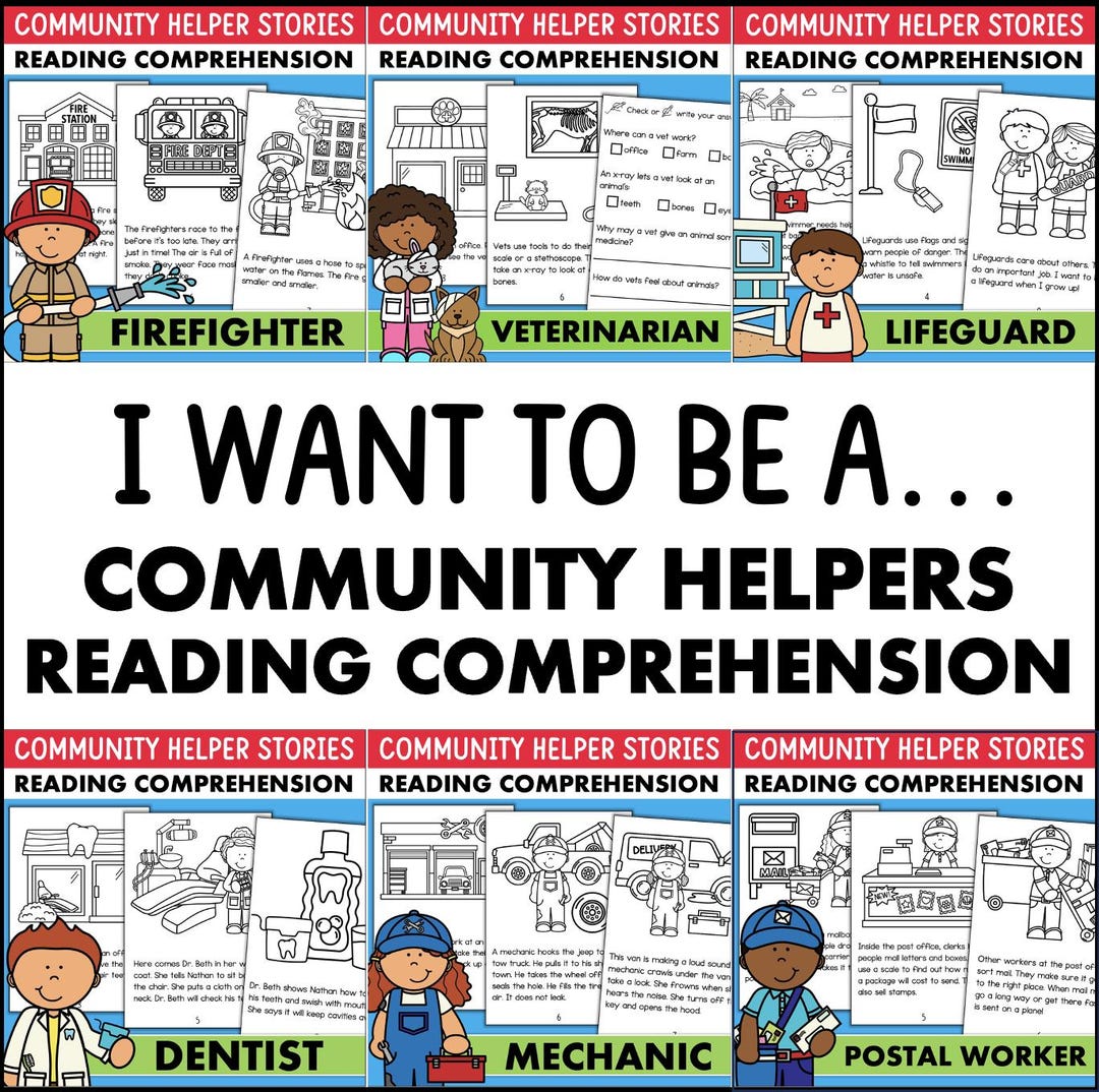 Community Helpers Reading Practice Booklets Comprehension Phonics 1st ...