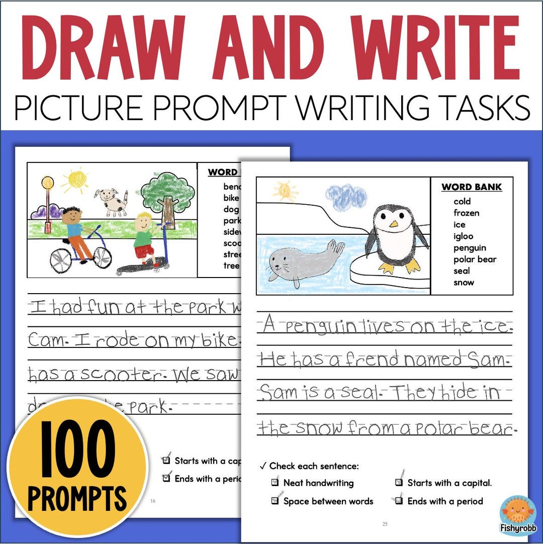 Sentence Writing Practice Draw and Write Printable Picture Prompts for ...