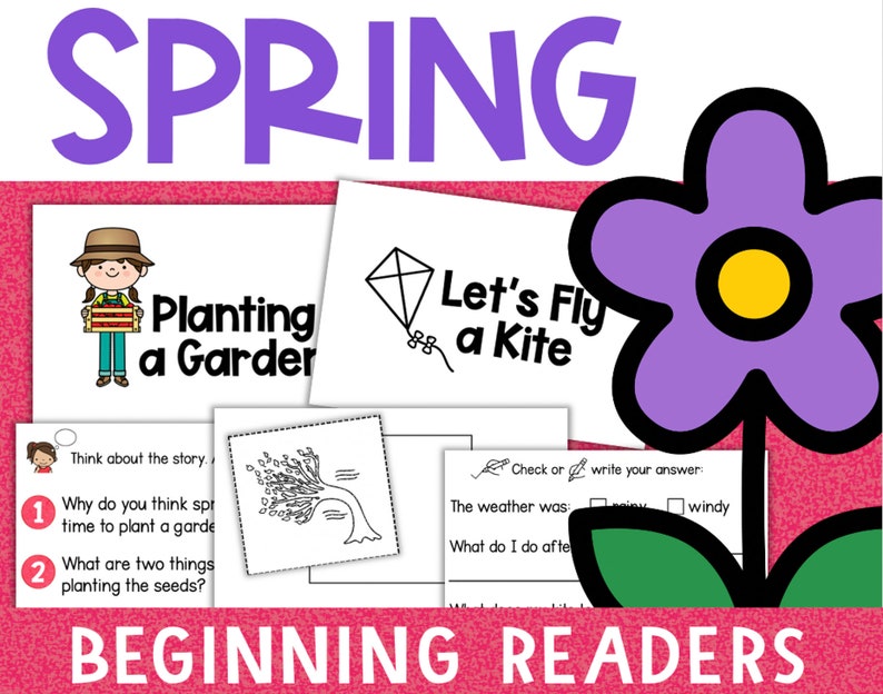 SPRING Printable Books for Beginning Readers Sight Words - Etsy