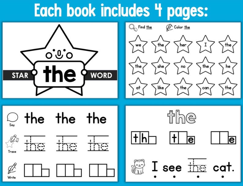 Printable Sight Word Books for 100 High Frequency Words Kindergarten ...