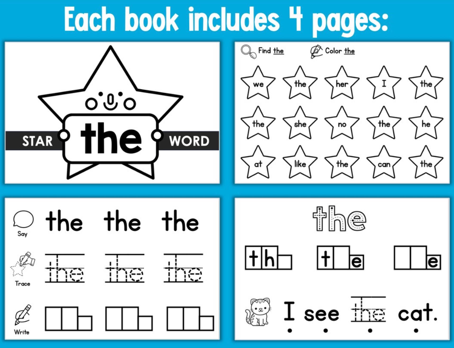 Printable Sight Word Books for 100 High Frequency Words Kindergarten ...