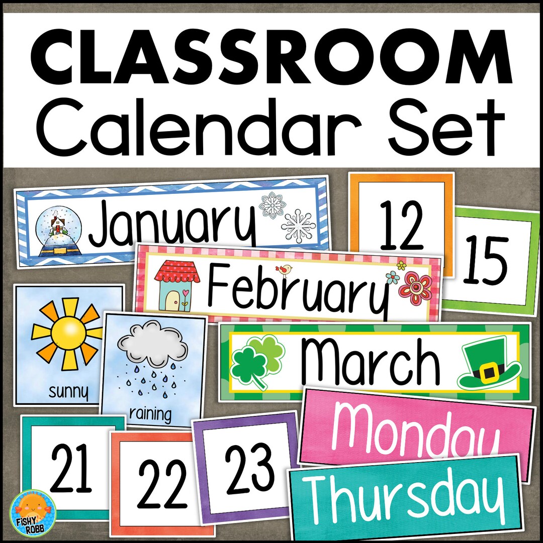 Classroom Calendar Kit Months Days Seasons Weather Date Cards Fits ...
