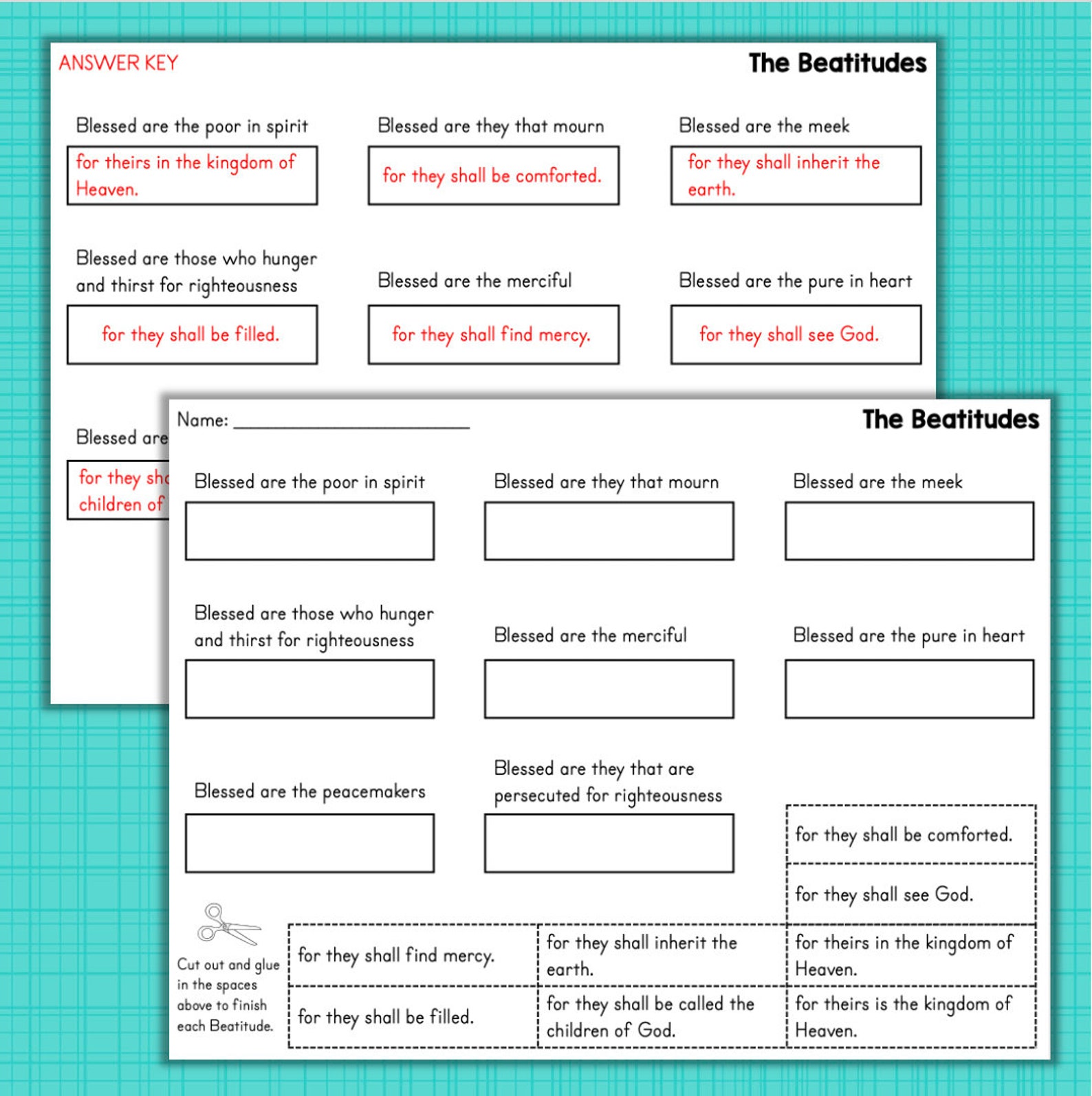 The Beatitudes Bulletin Board Set Posters & Worksheets Christian ...