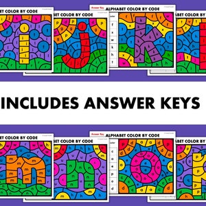 Kindergarten Alphabet Letters Color by Code Worksheets ABC Printables ...