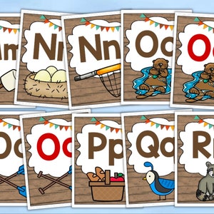 Printable CAMPING Theme ABC Alphabet Posters & Word Wall Letters A to Z ...