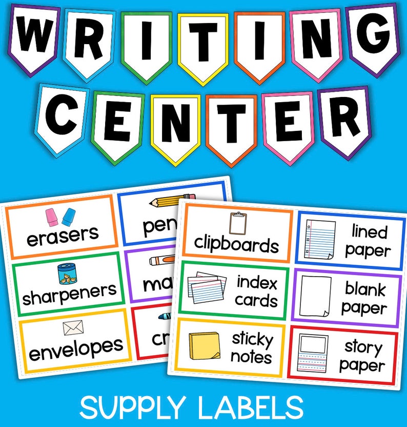 WRITING CENTER Posters Themed Word Lists Anchor Charts Banner for ...