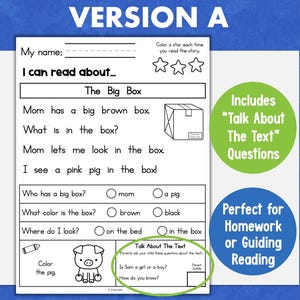 Kindergarten at Home Reading Worksheets - Comprehension Passages ...