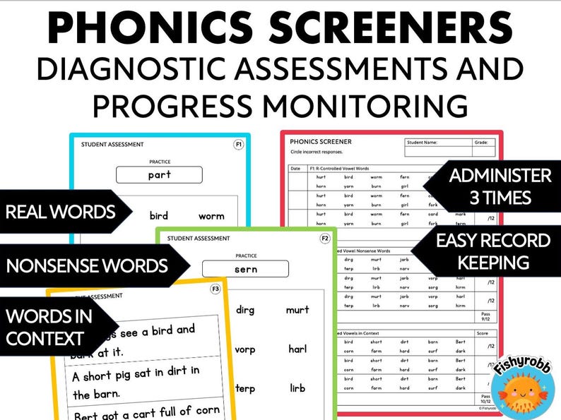 Quick Phonics Screener Printable Reading Assessments for Classroom ...