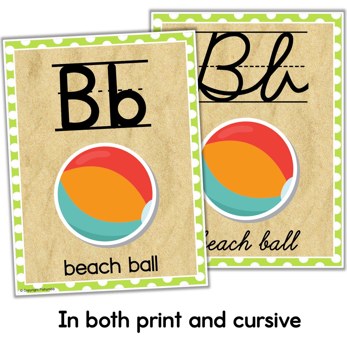Printable BEACH Theme ABC Alphabet Posters Letters A to Z Classroom ...
