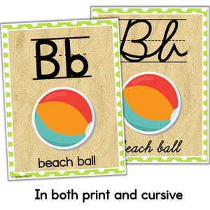 Printable BEACH Theme ABC Alphabet Posters Letters A to Z Classroom ...