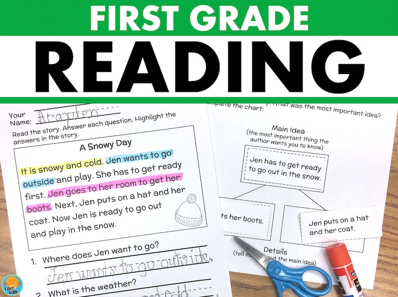 1st Grade Reading Comprehension Cut & Paste Worksheets - Etsy