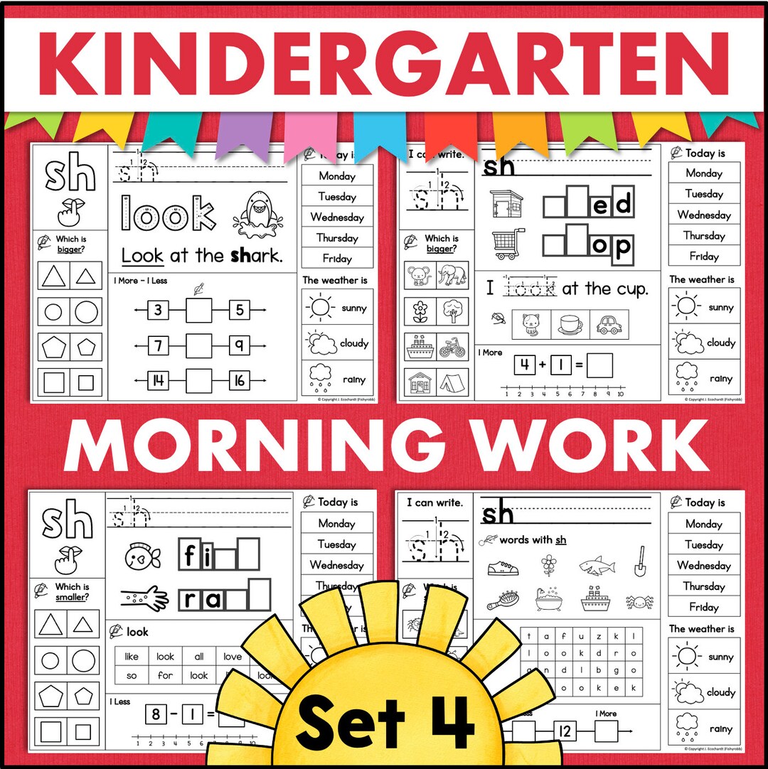 Kindergarten Daily Reading and Math Practice Worksheets - Sight Words ...