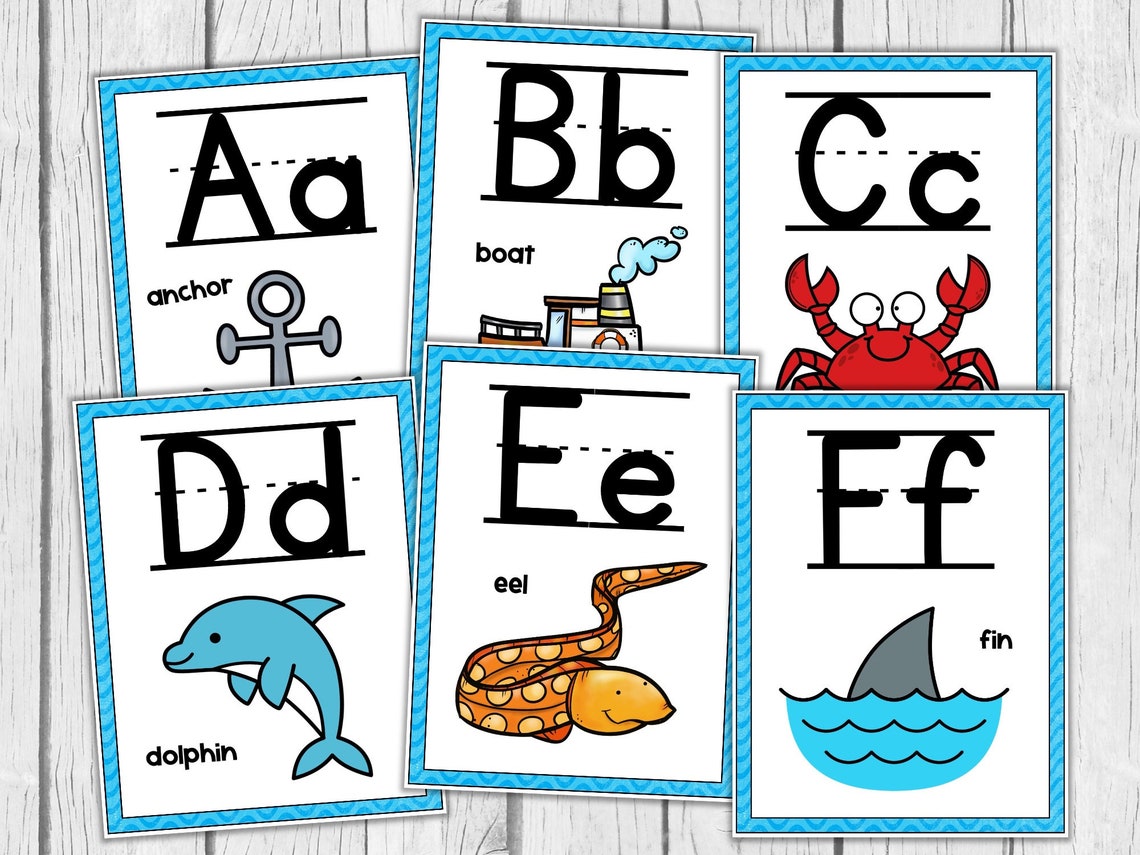 Printable UNDER the SEA Ocean Theme ABC Alphabet Posters - Etsy