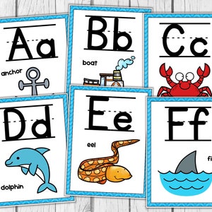 Printable UNDER the SEA Ocean Theme ABC Alphabet Posters Letters A to Z ...
