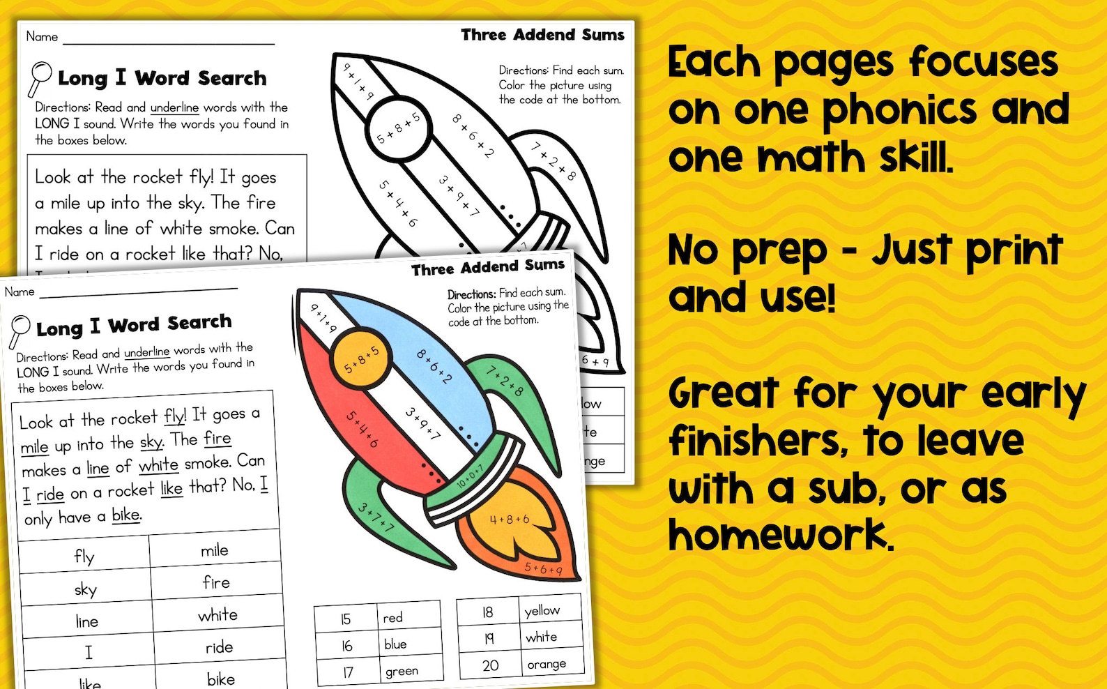 1st Grade Math & Reading Worksheets Phonics Addition - Etsy