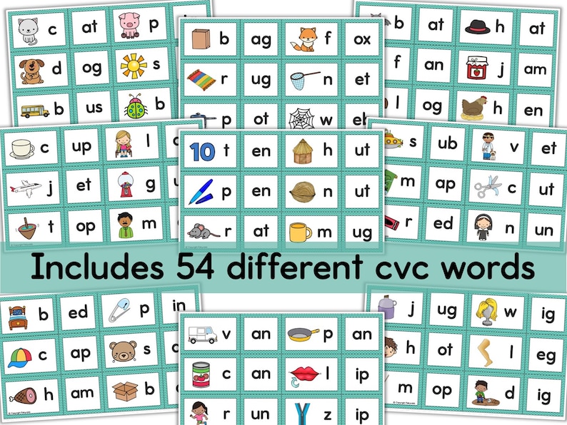 Kindergarten Learn to Read Activities Reading Game and Worksheets CVC ...