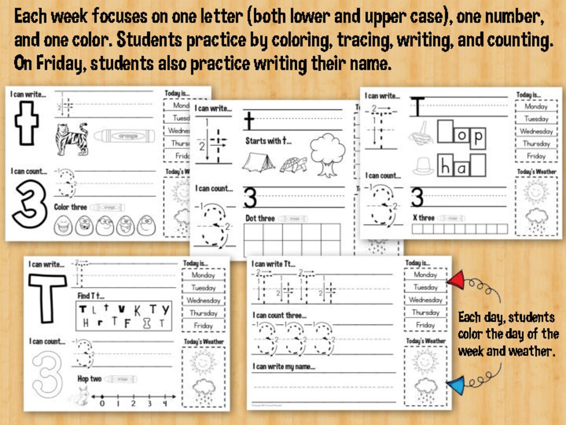 Kindergarten Daily Practice Worksheets FULL YEAR Phonics - Etsy