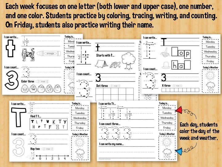 Kindergarten Daily Practice Worksheets FULL YEAR Phonics - Etsy