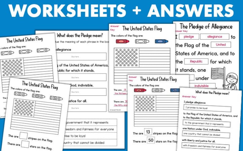 The Pledge of Allegiance Poster Worksheets and Vocabulary Activities ...