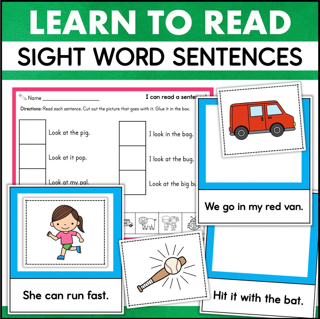 Kindergarten Learn to Read Sight Words Decodable Sentences Worksheets ...
