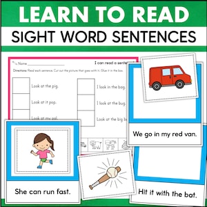 Kindergarten Learn to Read Sight Words Decodable Sentences Worksheets ...