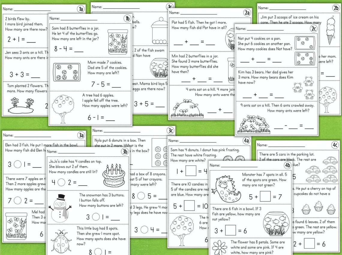Kindergarten Math Printable Homeschooling Worksheets Addition | Etsy
