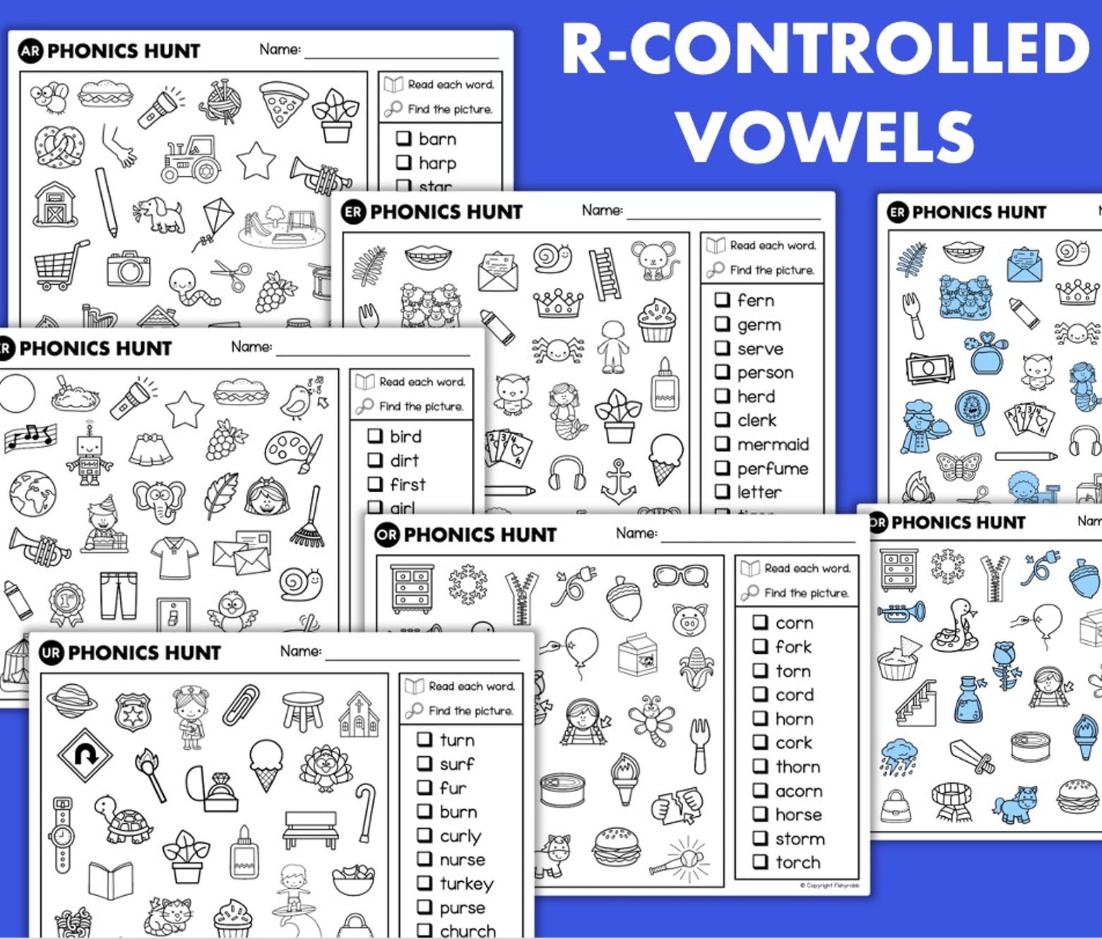 Phonics Read and Find Picture Hunt Worksheets 1st Grade 2nd Grade ...