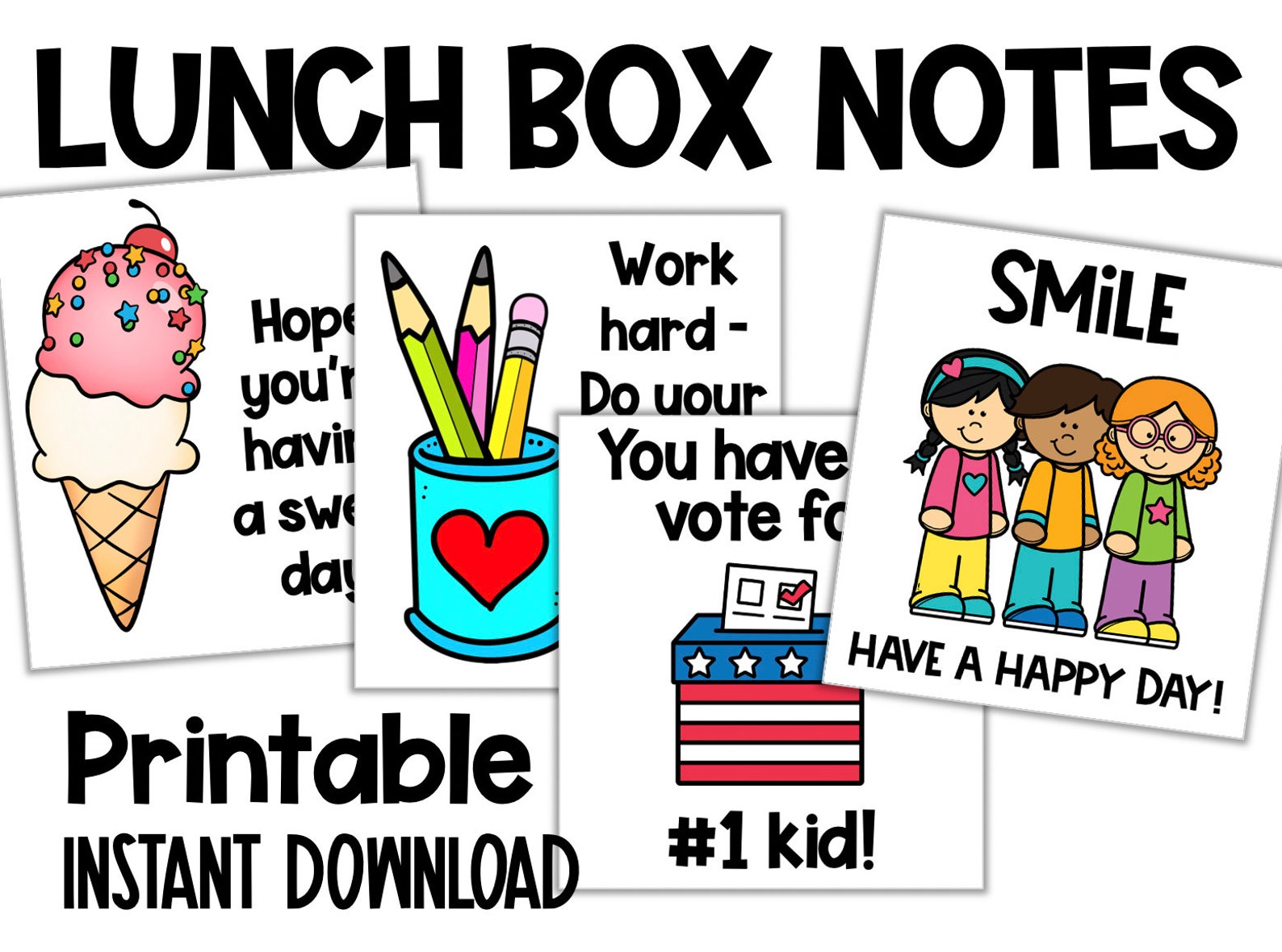 Cute Printable LUNCH BOX NOTES Positive Encouragement for Kids - Etsy