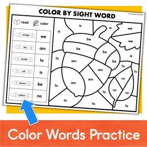 Kindergarten Sight Words Color by Code Worksheets Learn to Read ...