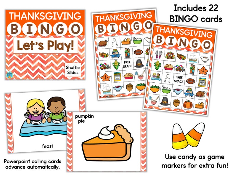 Thanksgiving BINGO Game 22 Cards Runs Automatically in Powerpoint - Etsy