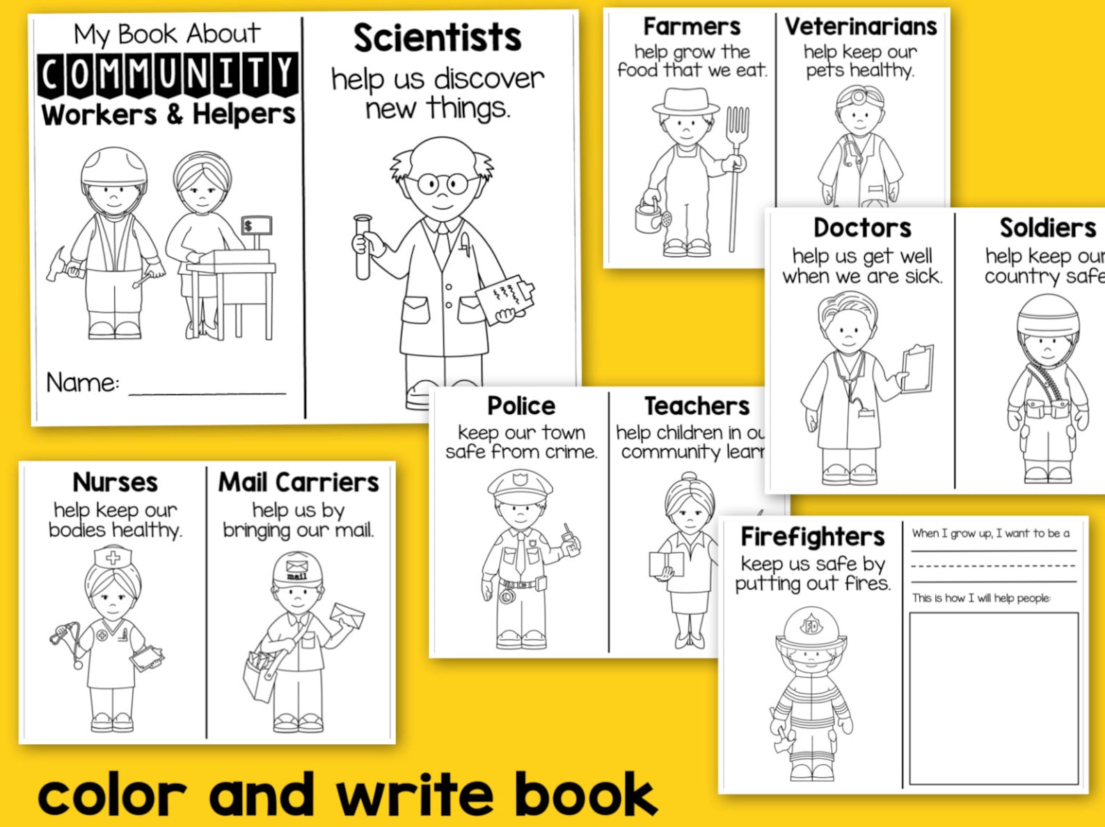 Community Helpers Activities and Worksheets Kindergarten Prek | Etsy