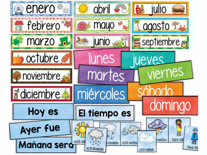 SPANISH Calendar Kit Months Days Seasons Weather Date Cards - Etsy Canada
