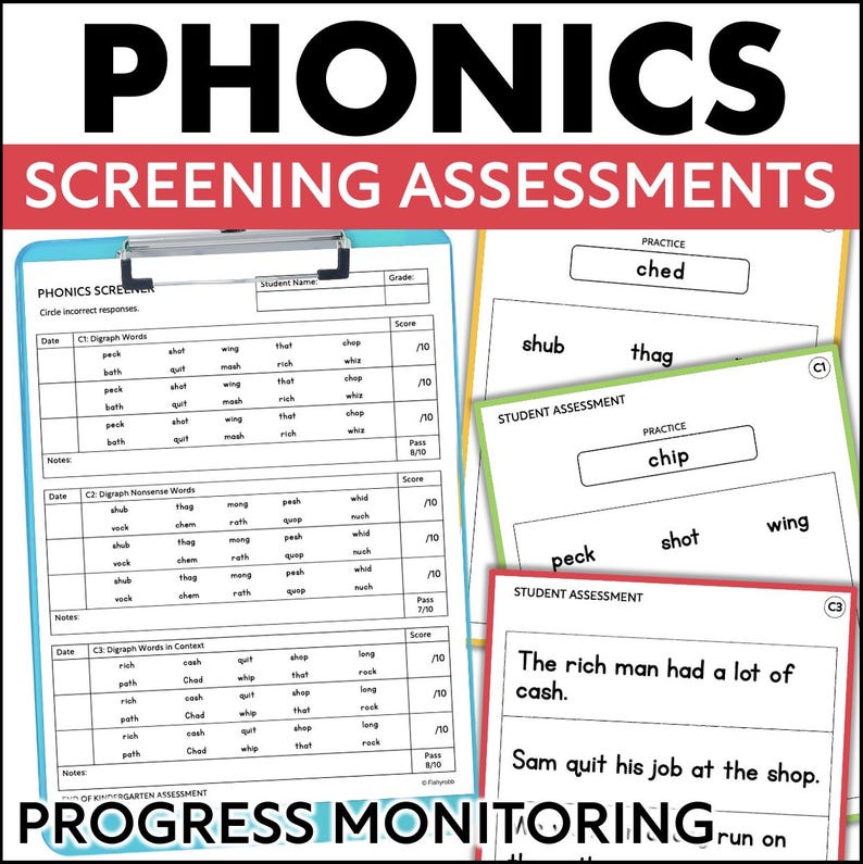 Quick Phonics Screener Printable Reading Assessments for Classroom ...
