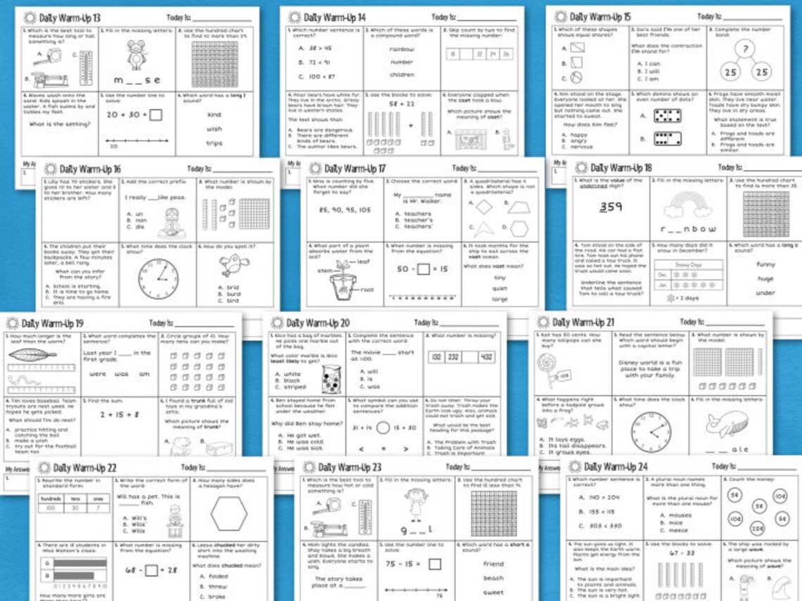2nd Grade Reading and Math Skills Practice Printable - Etsy