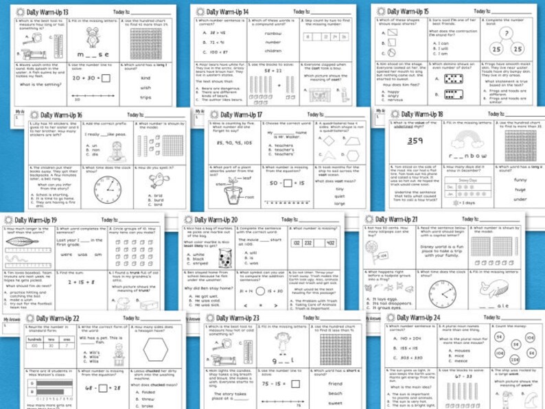 2nd Grade Reading and Math Skills Practice Printable - Etsy