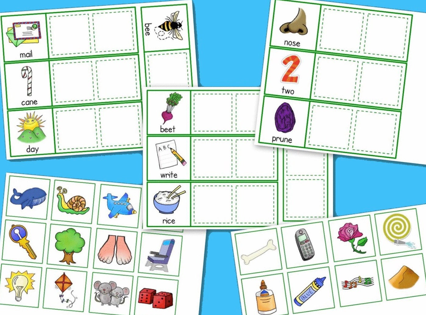 Rhyming Words Learn to Read Worksheets Activities Preschool - Etsy