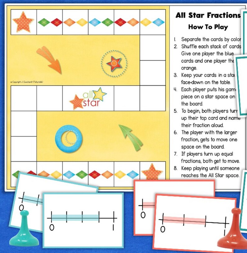 Fractions 5 Printable Math Games for 2 Players Learn at Home Homeschool ...