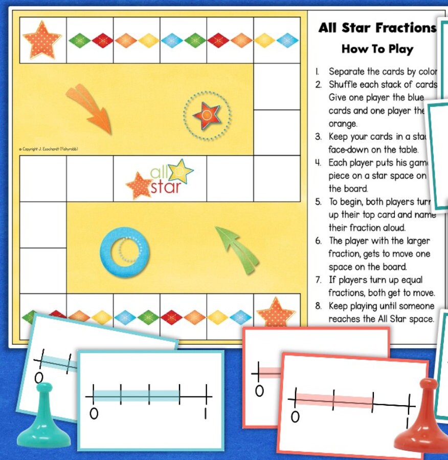 Fractions 5 Printable Math Games for 2 Players Learn at Home - Etsy