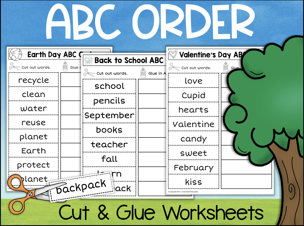 ABC Order Cut & Paste Printable Worksheets HOLIDAYS SEASONS - Etsy Hong ...