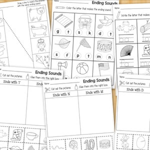 Kindergarten Learn to Read Ending Sounds Phonics Worksheets Games ...