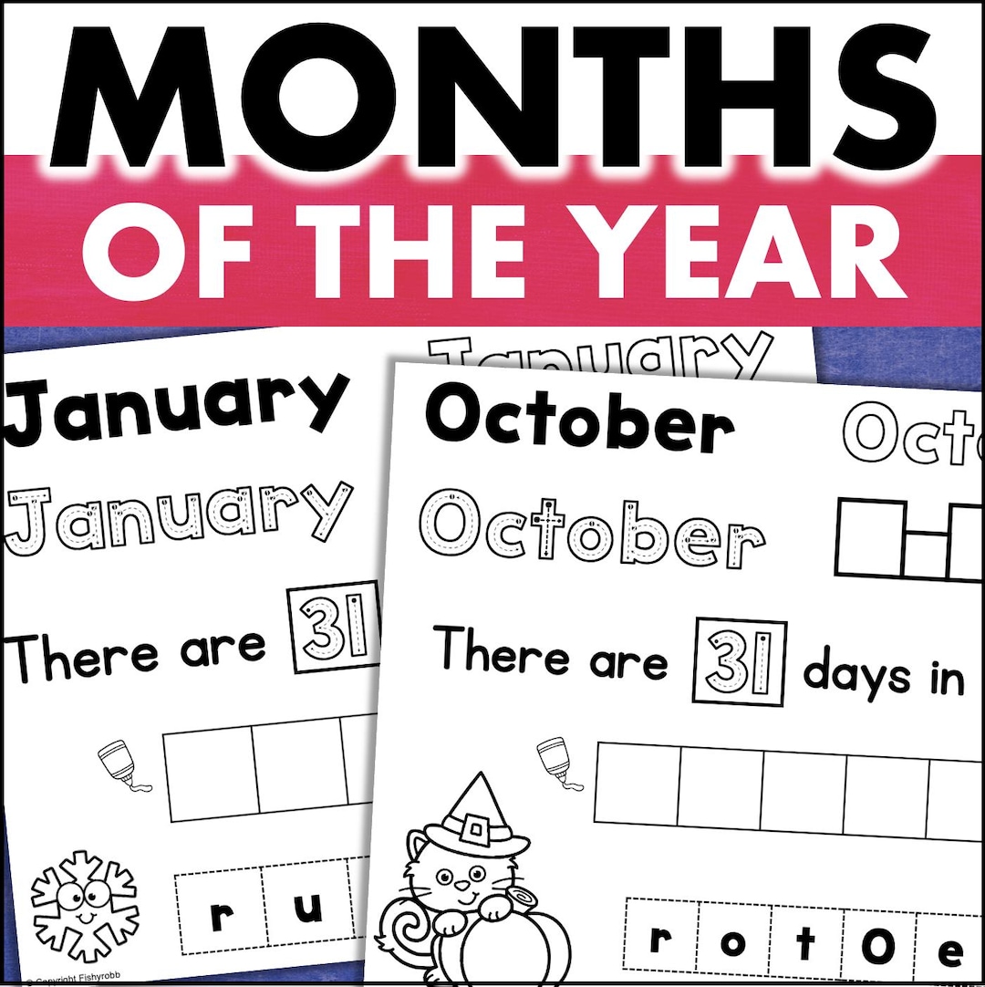 Months of the Year Printable Cut & Paste Worksheets for Kids Homeschool ...