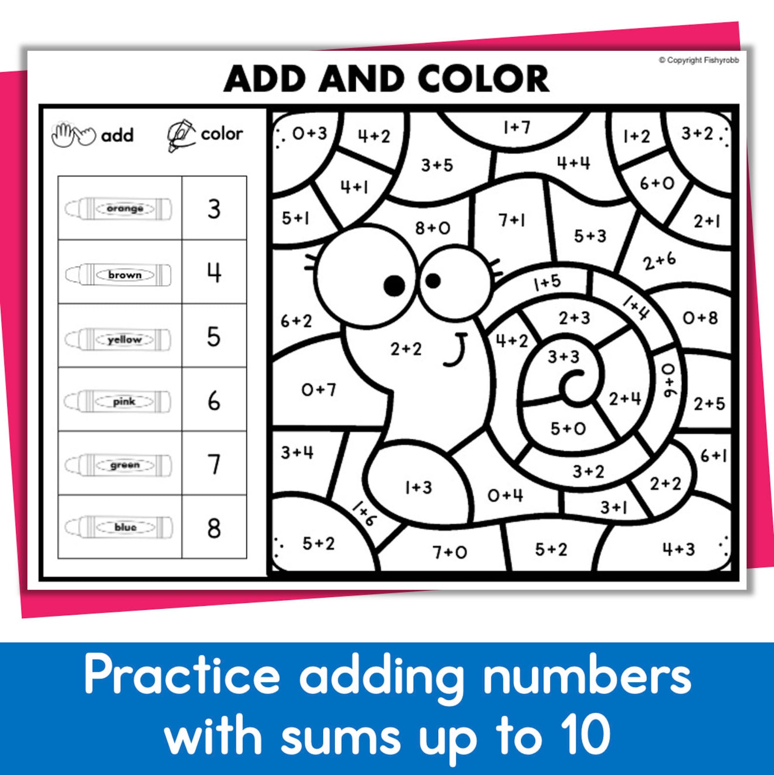 Kindergarten Add and Color by Number Worksheets Numbers to 10 Math ...