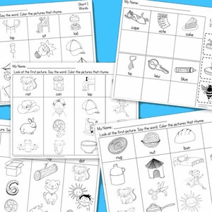 Rhyming Words Learn to Read Worksheets Activities Preschool Prek ...