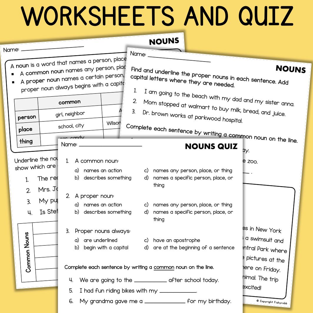 Common and Proper Nouns 2nd Grade Grammar Language Arts Worksheets ...