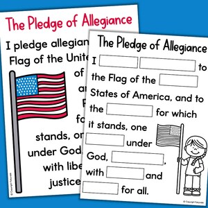 The Pledge of Allegiance Poster Worksheets and Vocabulary Activities ...