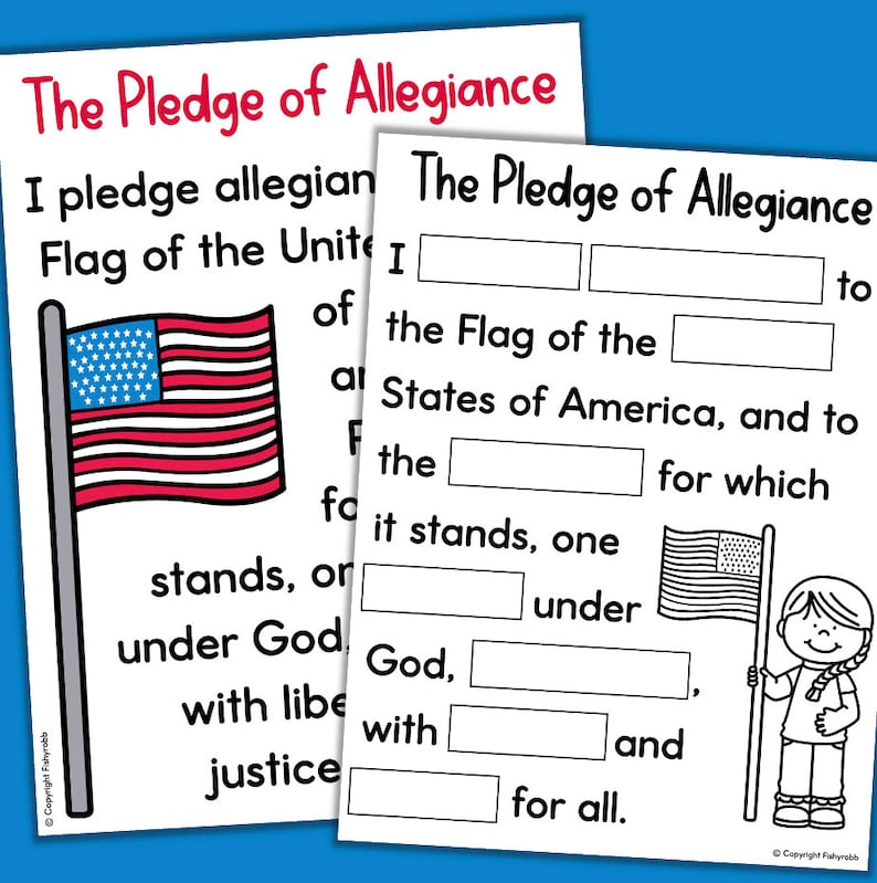 The Pledge of Allegiance Poster Worksheets and Vocabulary Activities ...